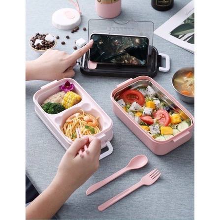 KITCHOME SHOP 304 Stainless Steel Double-Layer Lunch Box with Soup Bowl ...