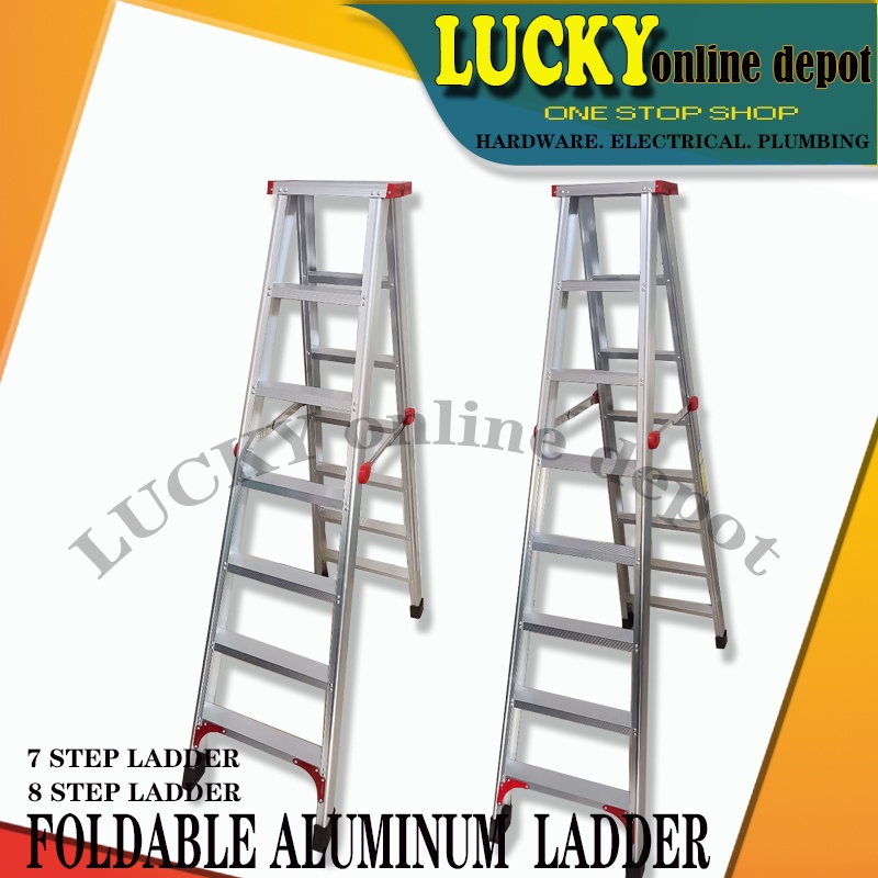 7 & 8 STEP FOLDABLE A-TYPE ALUMINUM LADDER | Shopee Philippines