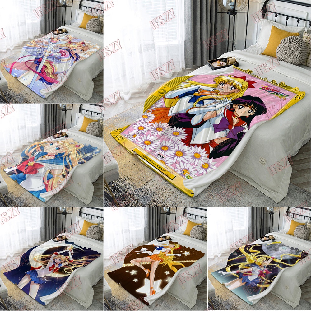 4 Size Flannel Blanket Anime Sailor Moon Single Single Side Flannel ...
