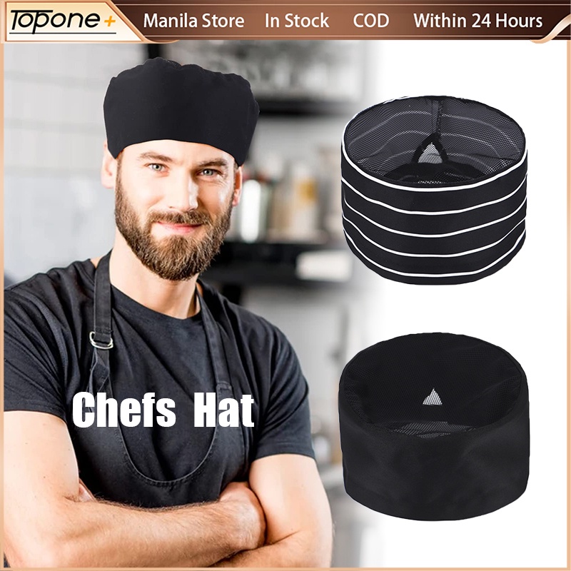 Breathable Chefs Cap Adjustable Mesh Top Hat Hairnet For Restaurant ...