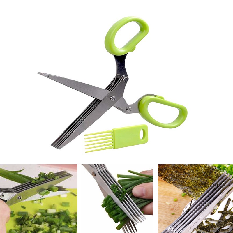 19cm Minced 5 Layers Kitchen scissor Basil Rosemary Shredded Chopped ...