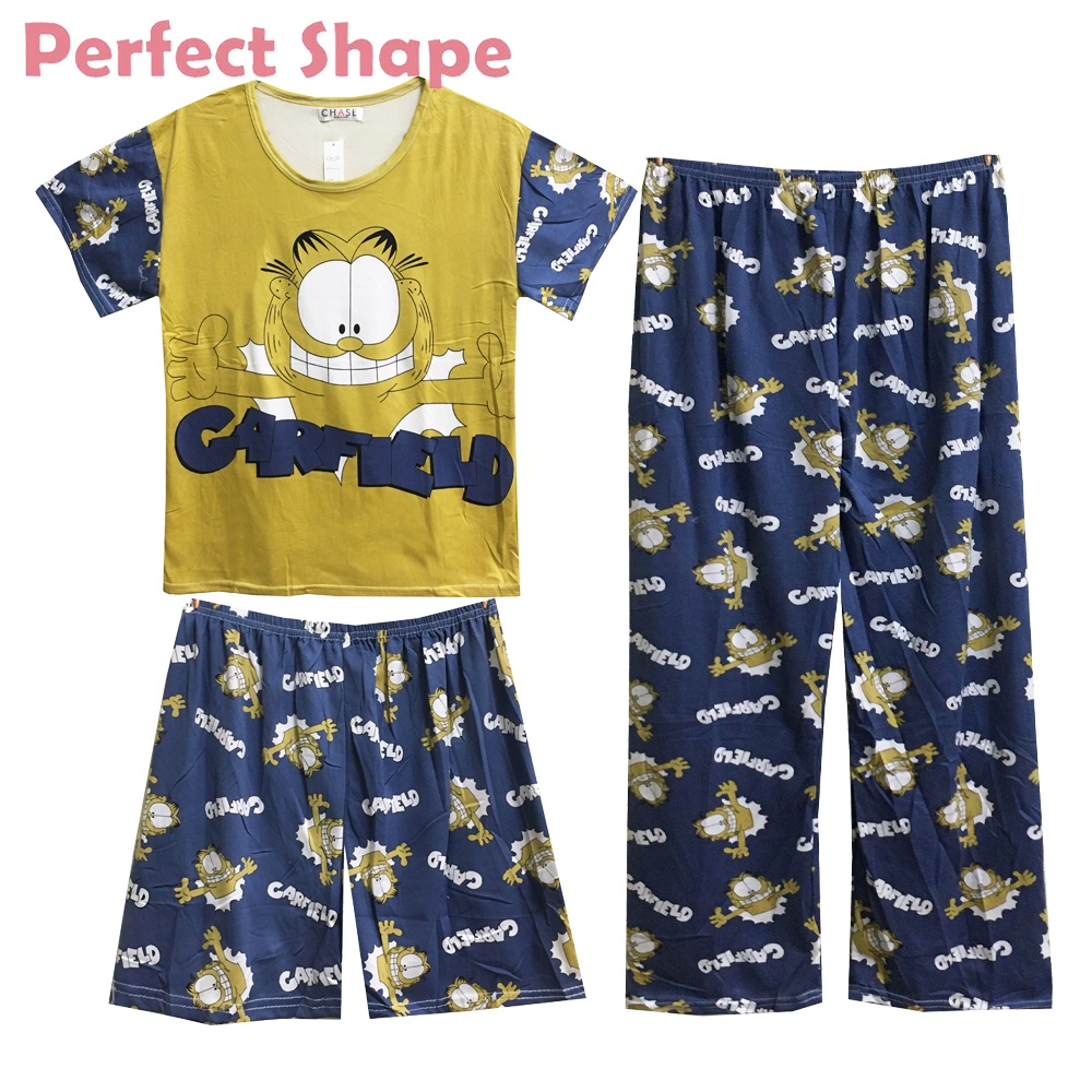 Perfect Shape Adult Garfield Cartoon Sleepwear Set Pajamas Shorts Pants ...