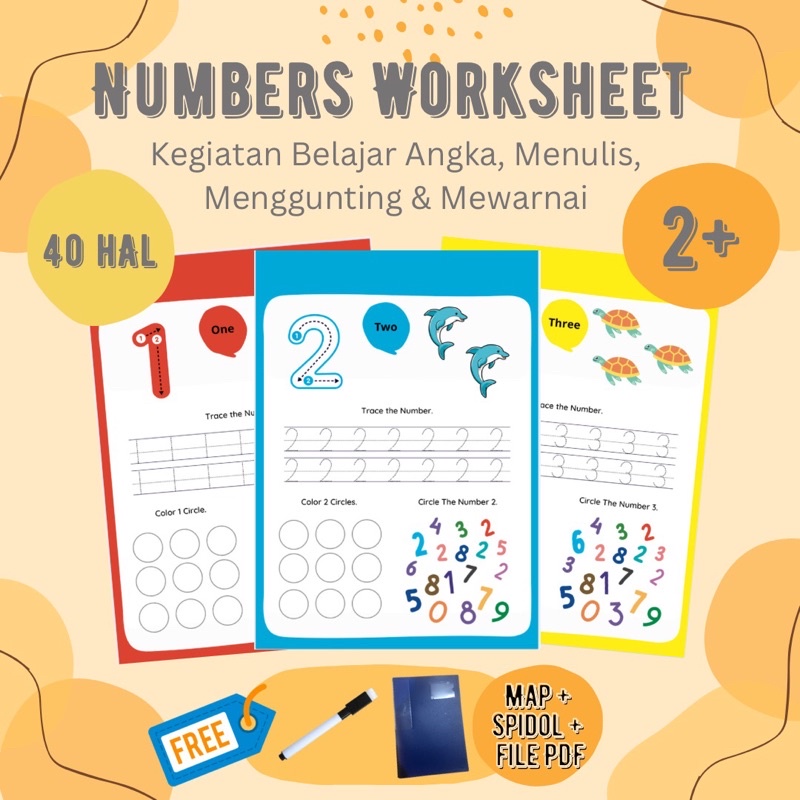 Worksheets for children aged 3 years 2 4 5 years pre Kindergarten PAUD ...