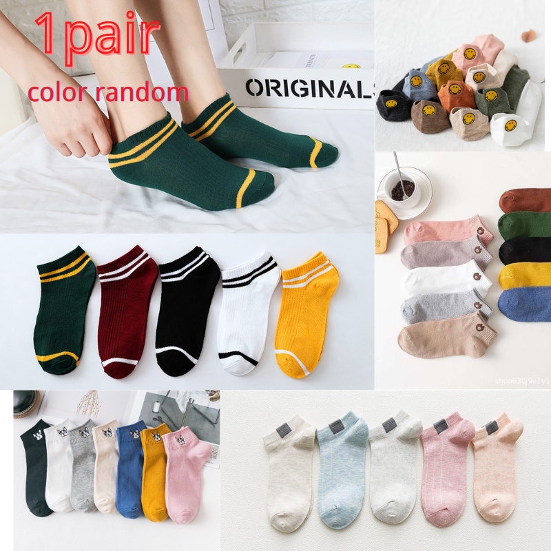 SS Korean Socks Candy Color Iconic Socks Ankle Socks Foot Sock（1 Pair ...