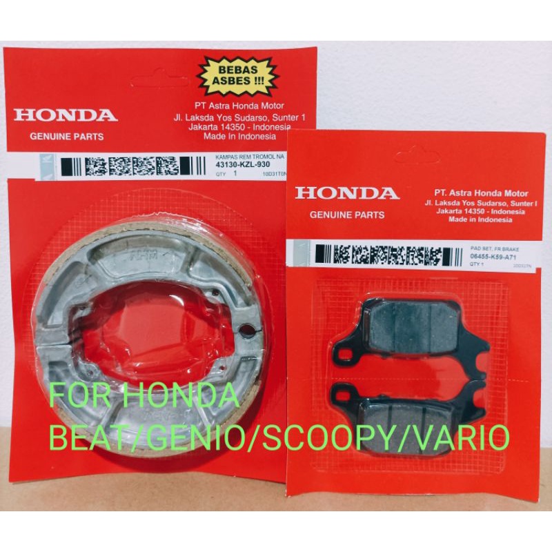 1 SET Front Rear Brake Pads For HONDA MATIC VARIO 150/FI/160 CBS/GENIO ...