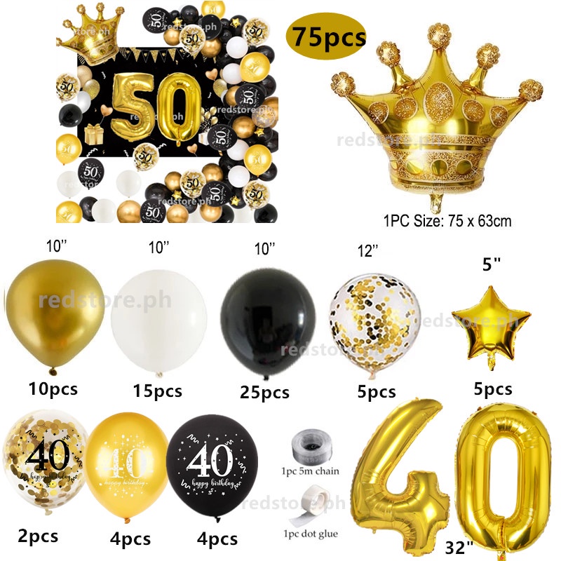 1set 60th 40th 50th 70th Happy Anniversary Party Decoration 32inch Gold