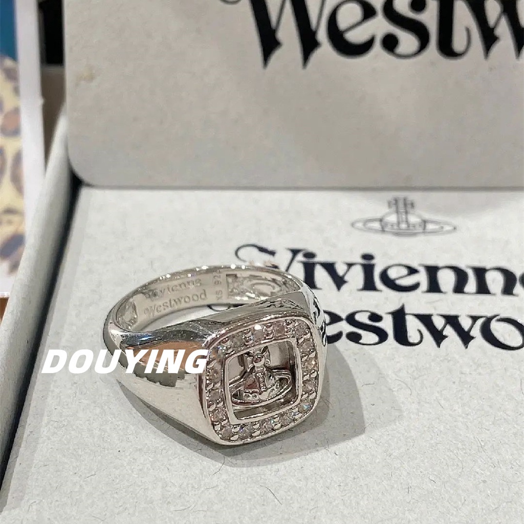 Queen Mother Weiwei'an Square Diamond-Embedded Saturn Ring Design Sense ...