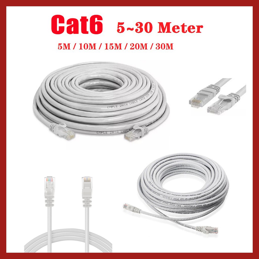 Cat6 Cat6E Network Cable Lan Cable Ethernet Cord Router Internet RJ45 ...