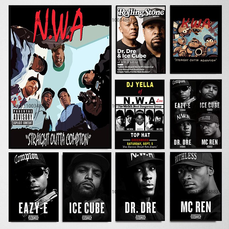 Gangsta Rappers Group N.W.A Series Ice Cube/Dr.Dre Canvas Painting Wall ...