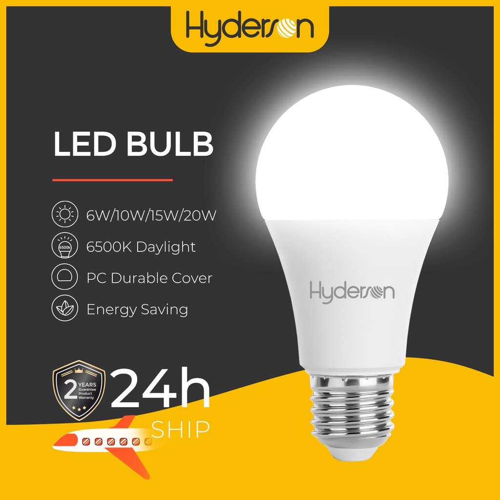 Hyderson LED Bulb E27 (6W/10W/15W/20W) Daylight 6500k Warm Light 3000k ...