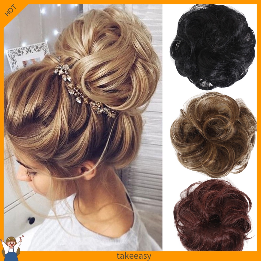 Takeeasy/ Elastic Chignon Curly Messy Wavy Hair Bun Extension Hairpiece ...