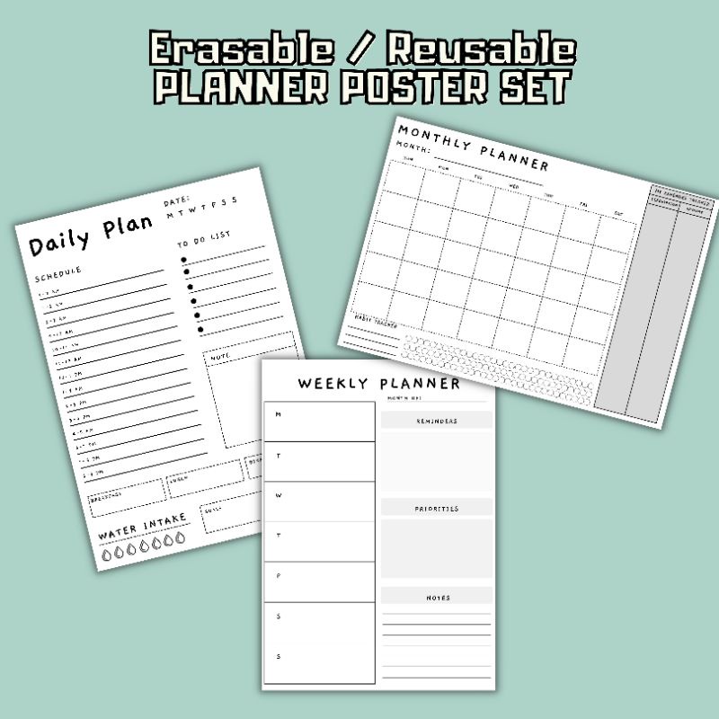 BUNDLE!!!! DAILY - WEEKLY - MONTHLY PLANNER POSTER BUNDLE | Shopee ...
