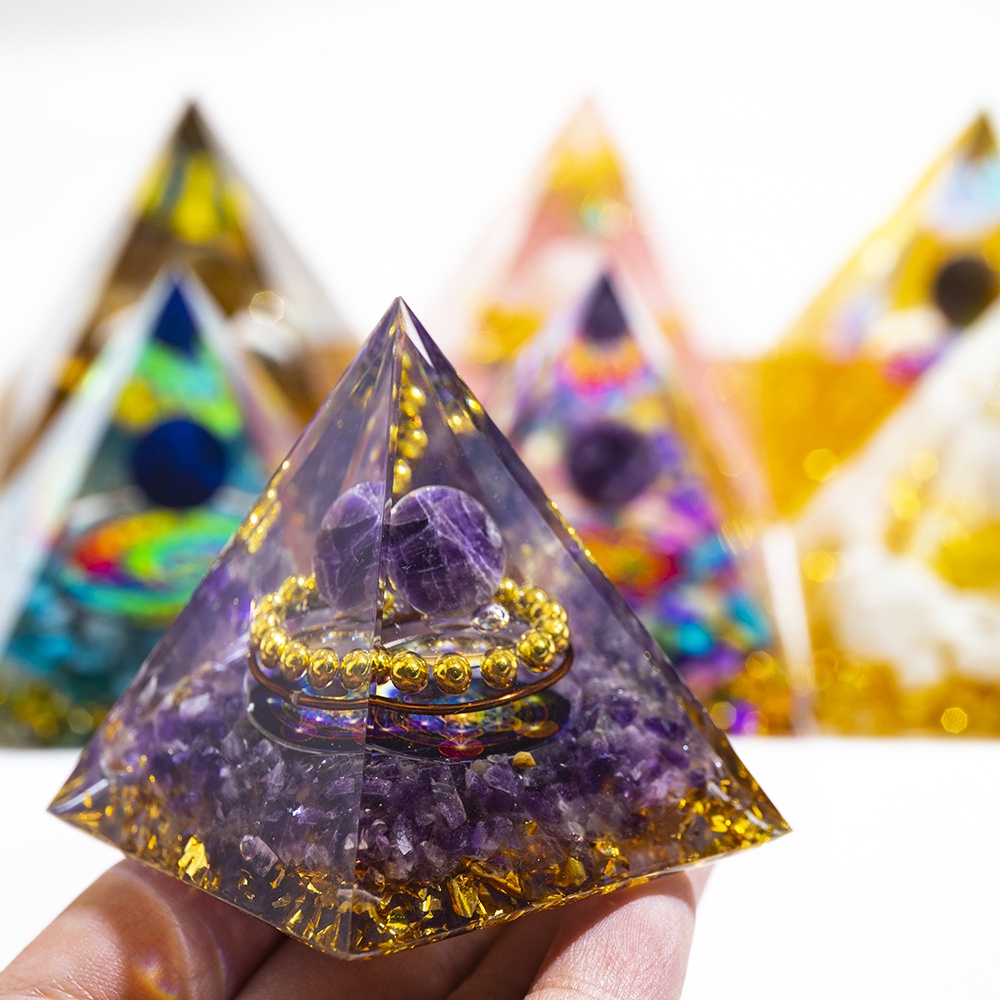 Pyramid Resin Metaphysical Healing Crystals Natural Stone Home Store ...