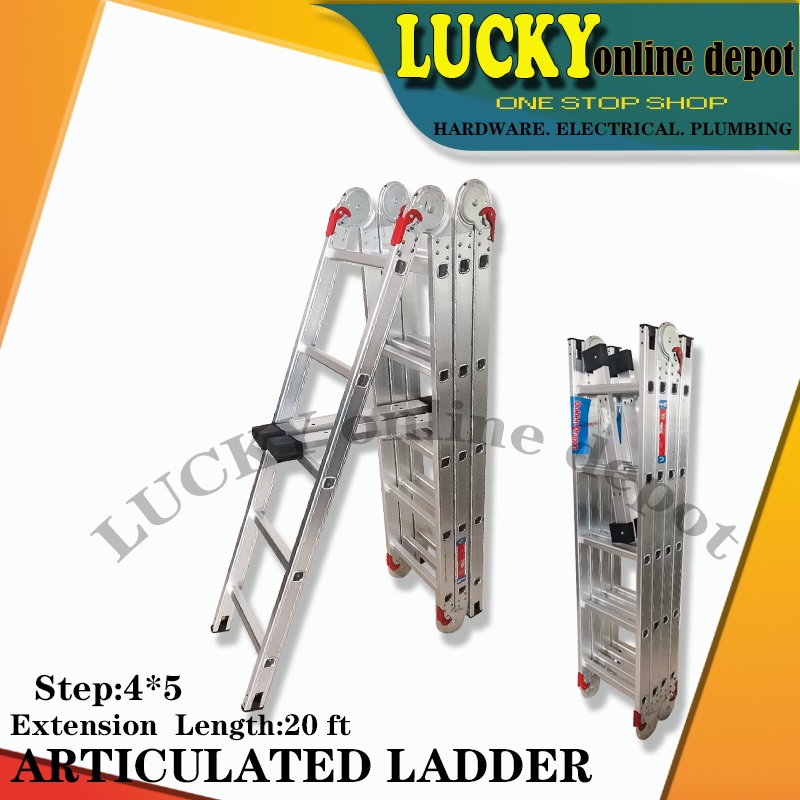 GOLDEN DRAGON ALUMINUM ARTICULATED LADDER ( 20 STEP = 4X5 ) | Shopee ...
