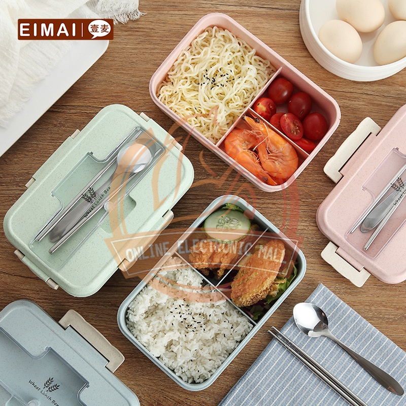BZ Korean lunch box, student three grid Japanese plastic fresh-keeping ...