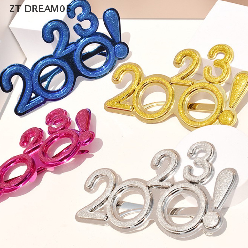 ZTD 2023 Glasses Frame Booth Prop Happy New Year Eyeglasses Glitter ...