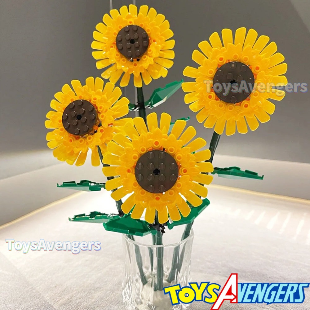 Art Sunflower Building Blocks Bouquet Creative DIY Model Romance room ...