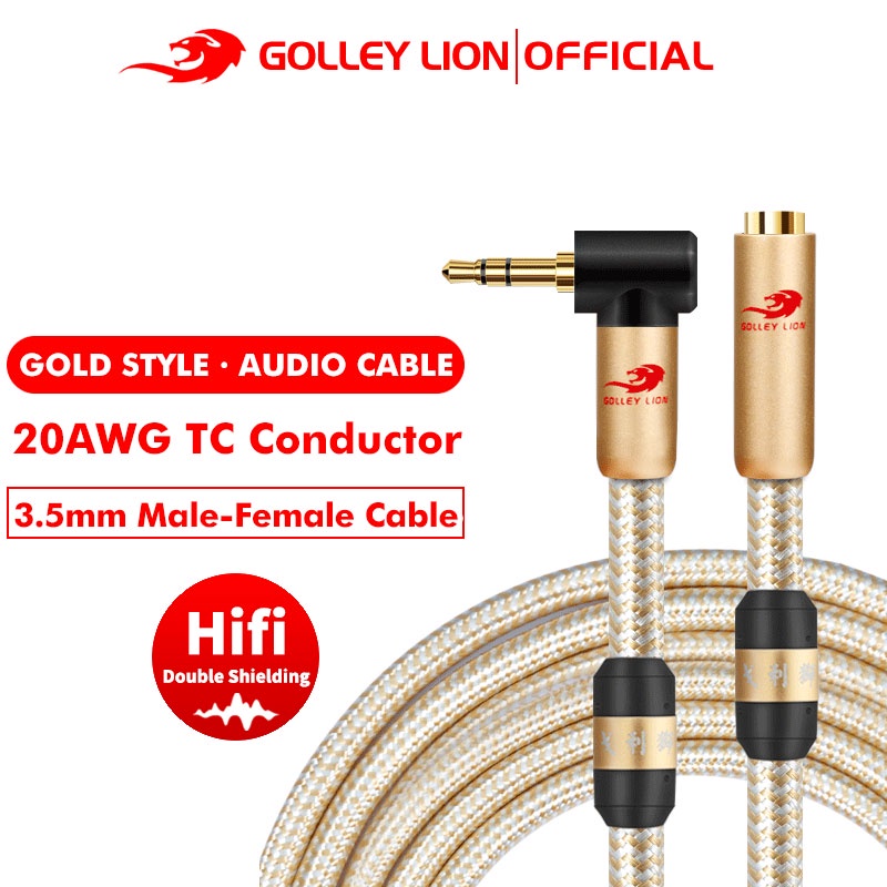 GOLLEY LION Gl-35Mfg Gold Aux Jack 3.5mm Stereo Male To Female 20Awg Hi ...