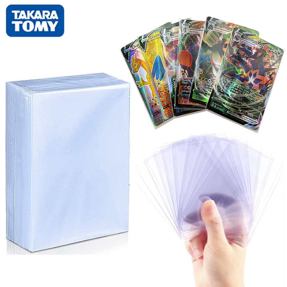 Pokemon Card Sleeves 100 pcs Transparent Playing Games VMAX Protector ...