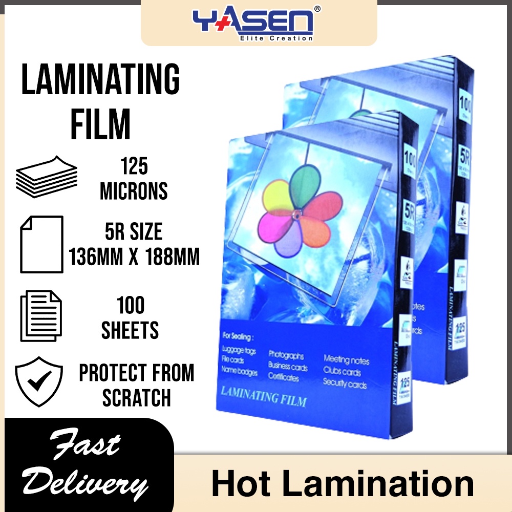 Yasen Laminating Film 5R 136mm × 188mm 125 Microns (100 Sheets) | Shopee Philippines