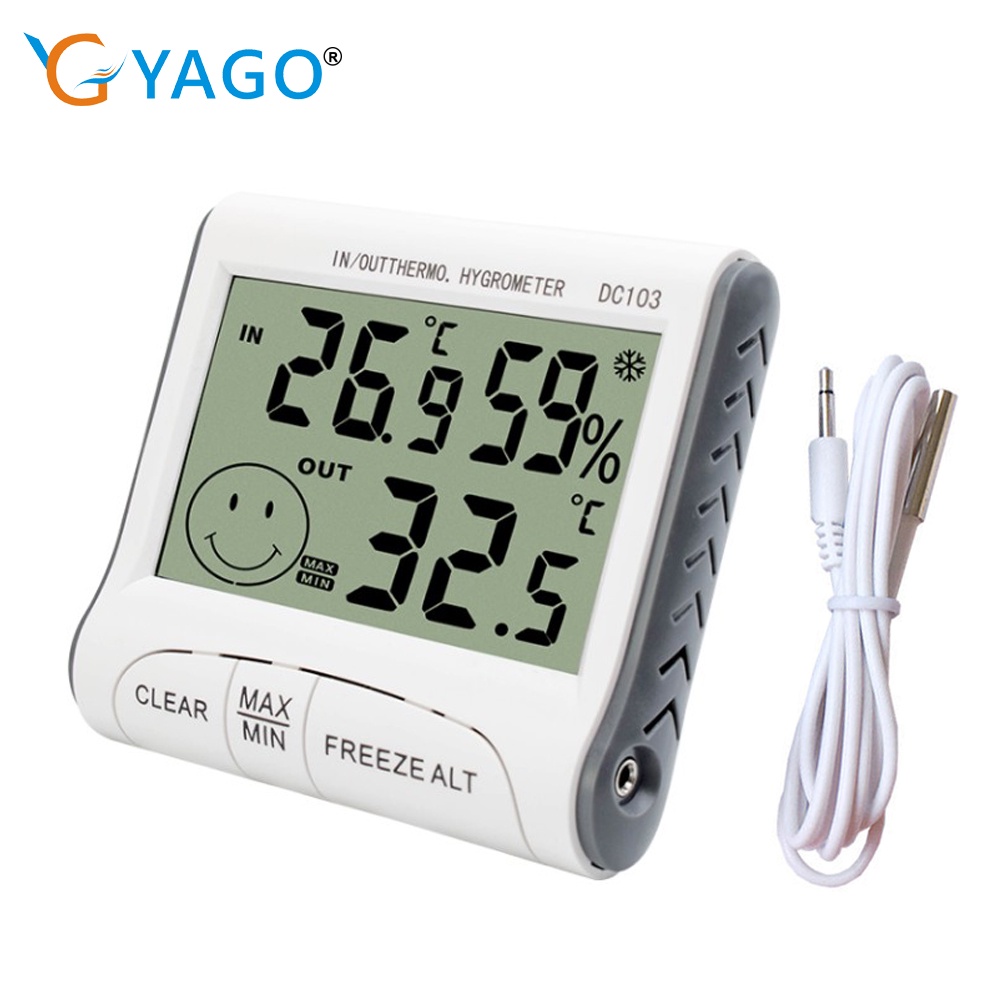 YAGO LCD Digital Temperature Humidity Meter Indoor Thermometer ...