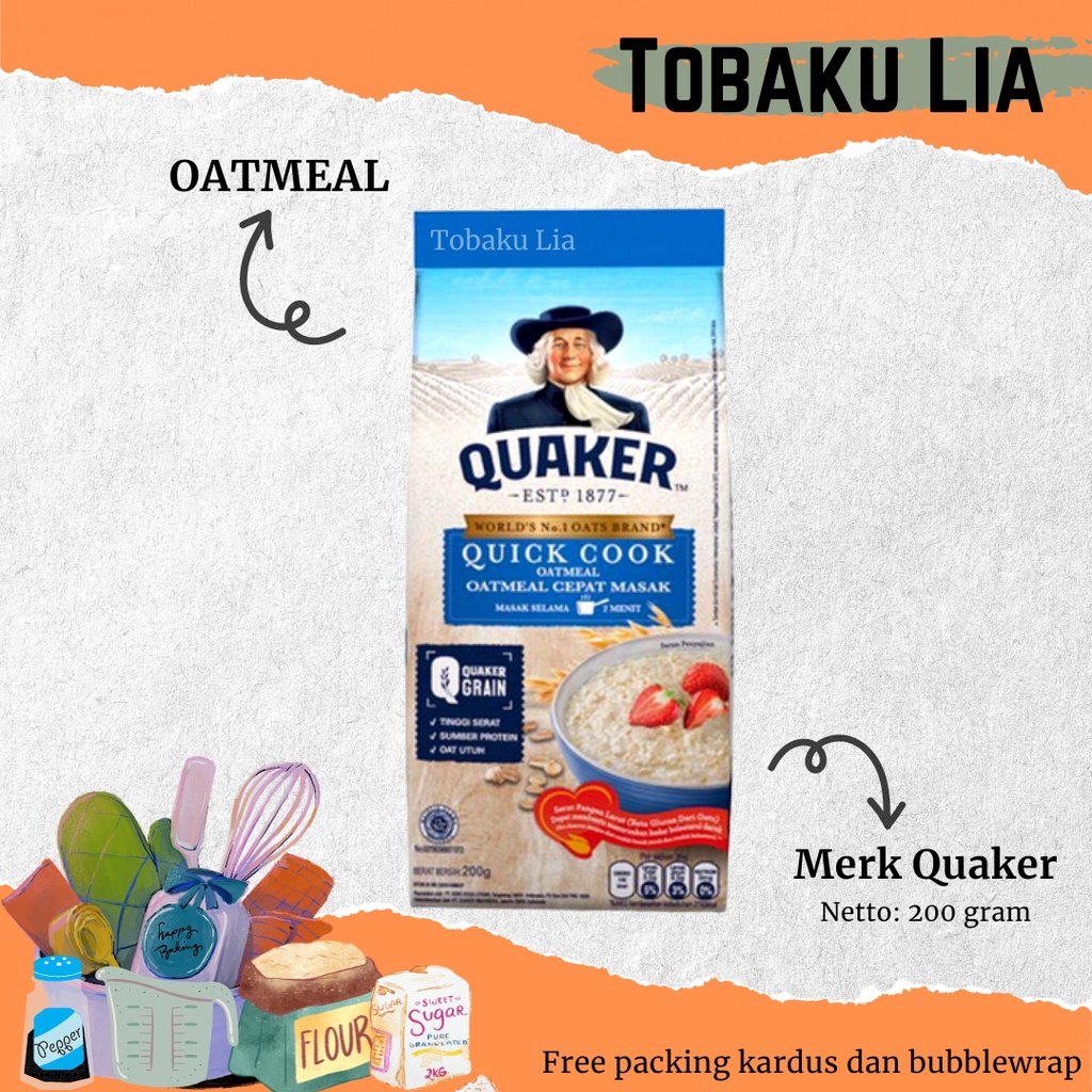 Quaker OATMEAL QUICK COOKING OATMEAL QUICK COOKING 200 GR | Shopee ...