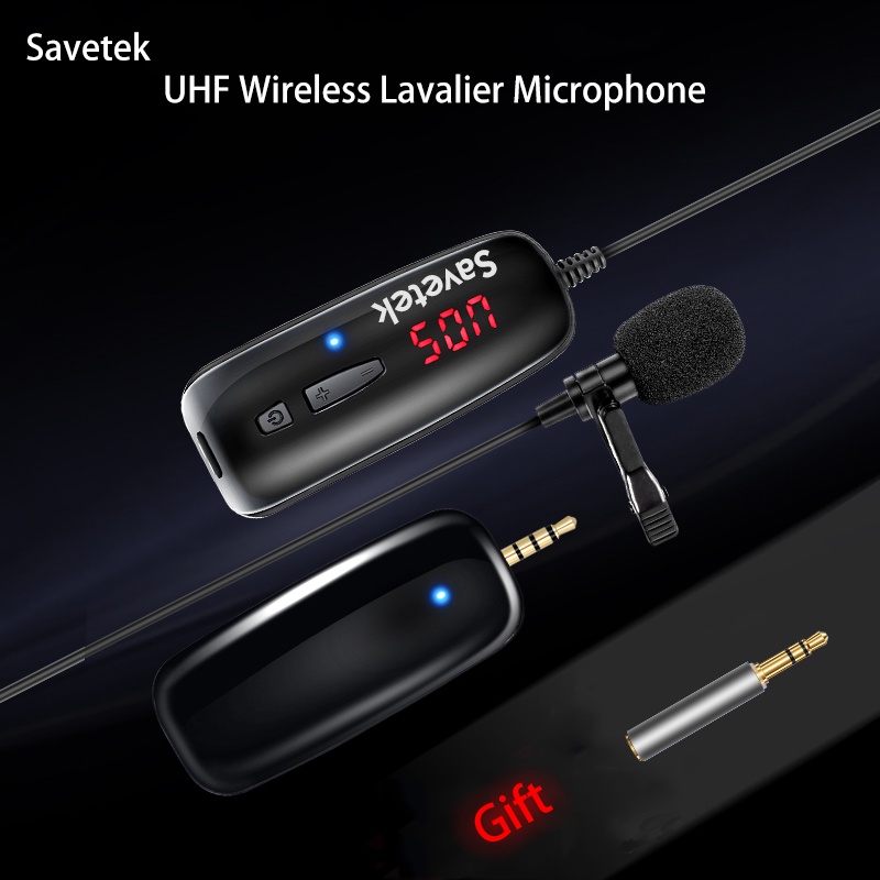Savetek UHF Lavalier Lapel Wireless Microphone Voice Recorder ...