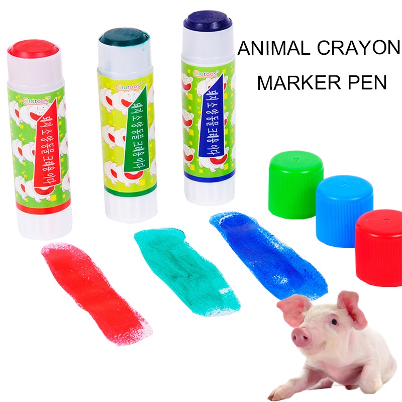 3PCS Farm Animals Crayon Pig Marker Pen Pig Cattle Cow Sheep Marker ...