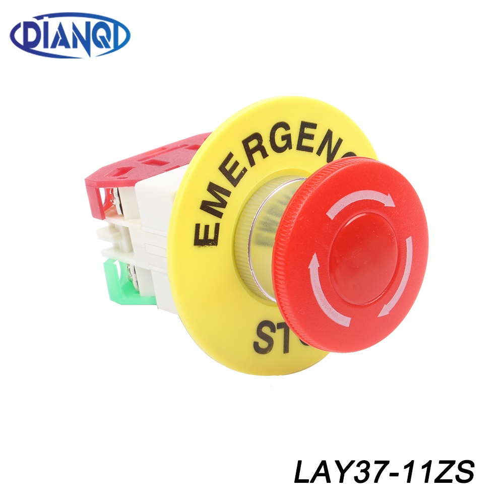 Plastic 1NO 1NC Emergency Stop Push Button Switch Latching Self Lock ...