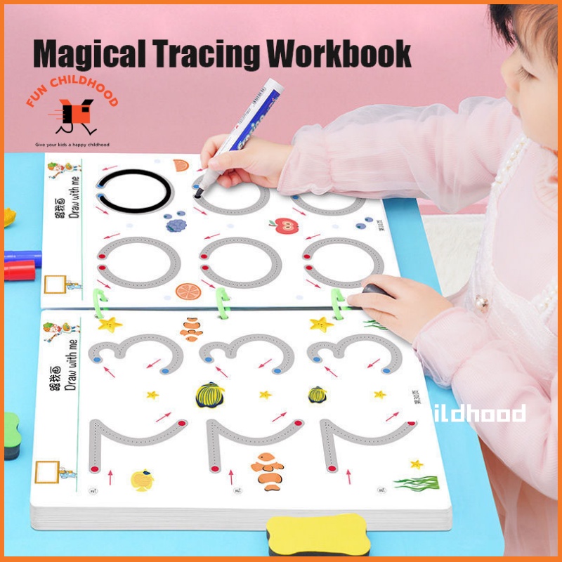 FUNC Children Magic Tracing Workbook Kids Preschool Educational Toys ...