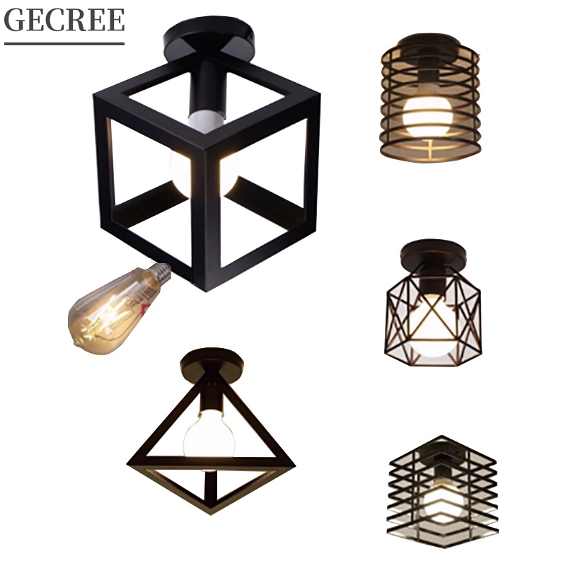 Gecree Iron Cage Ceiling Lamp Decorative Lighting Lamp Of Coffee Shop ...