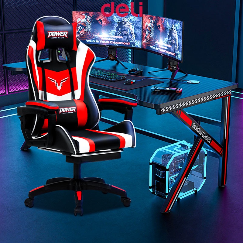 Deli Ergonomic Gaming Chair Office Computer Chair With Footrest Massage ...