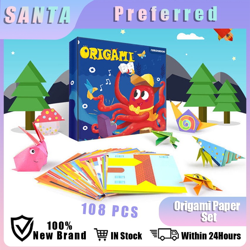 Origami Book Set 54 Pattern 108pcs Craft paper with Instructions Book ...