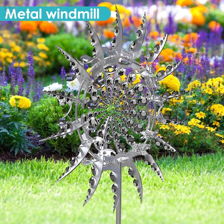 Newsky Garden Metal Windmill Kinetic Wind Spinner Catcher, Outdoor ...