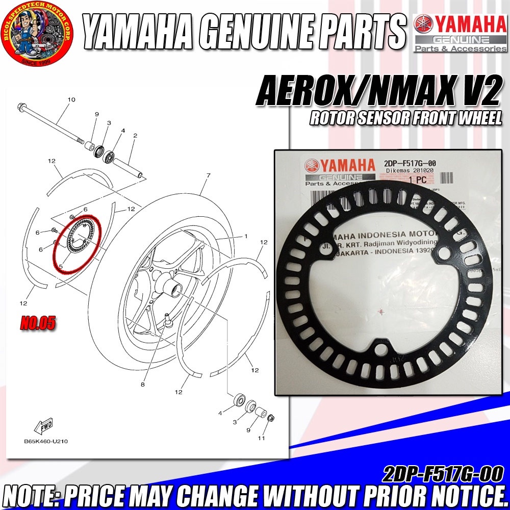 YAMAHA GENUINE SPEED ROTOR / ABS SENSOR AEROX/NMAX V1 V2 (YGP) (GENUINE ...