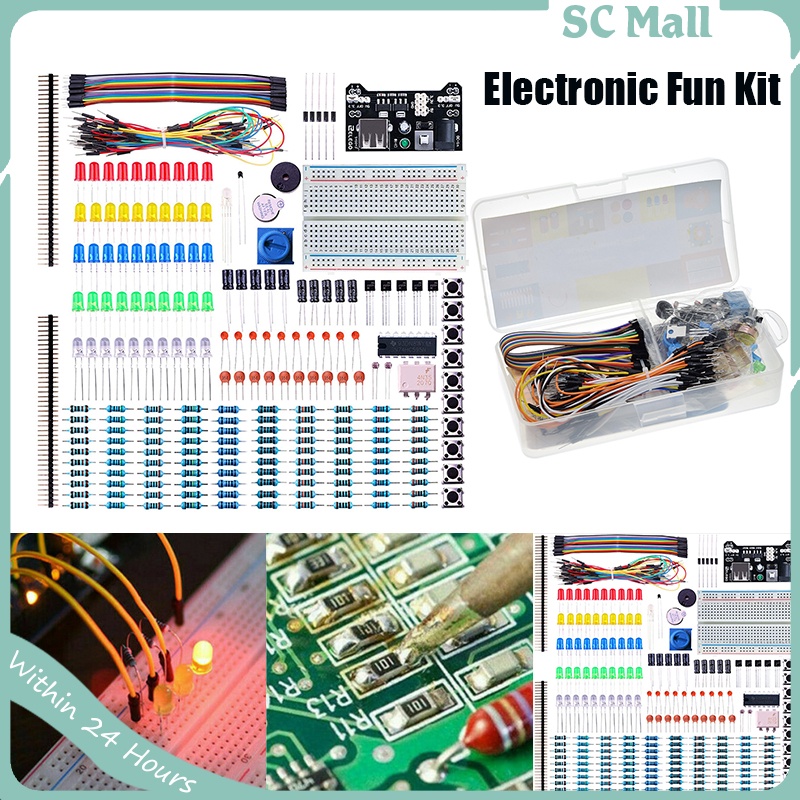 Electronic Fun Kit Bundle with 830 Breadboard Cable Resistor Capacitor ...