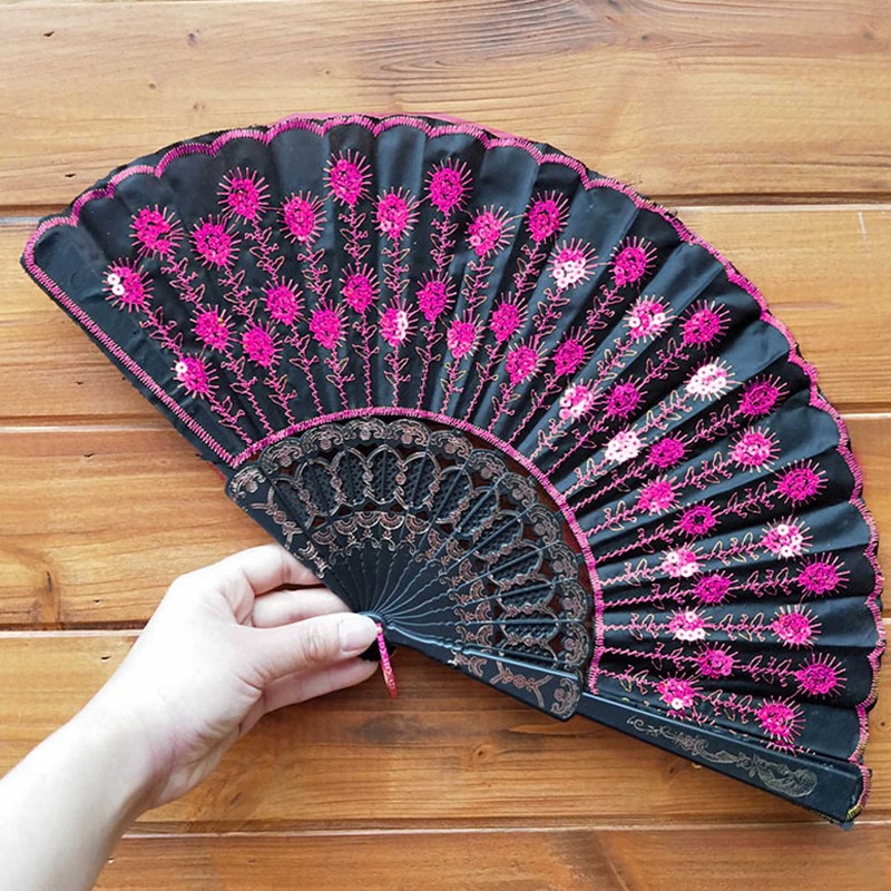 bhy Chinese Modern Weeding Dancing Blink Flower Hand Fan Blink Flowers ...