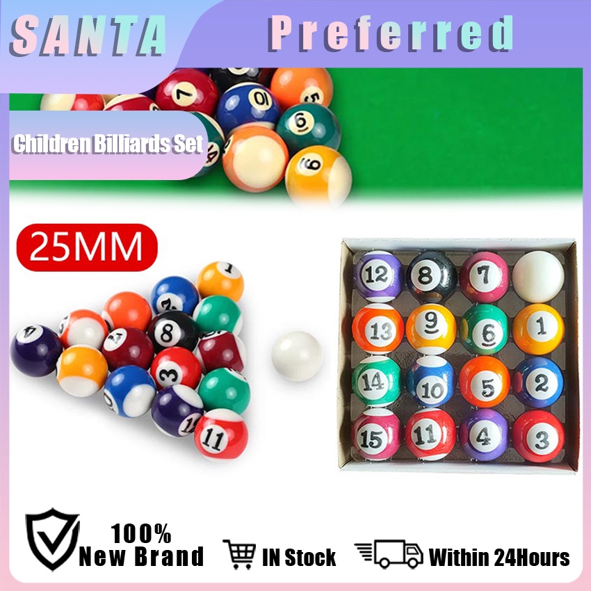 16Pcs balls/Box Durable Mini Pool Balls Full Set 0.98in Diameter Resin ...