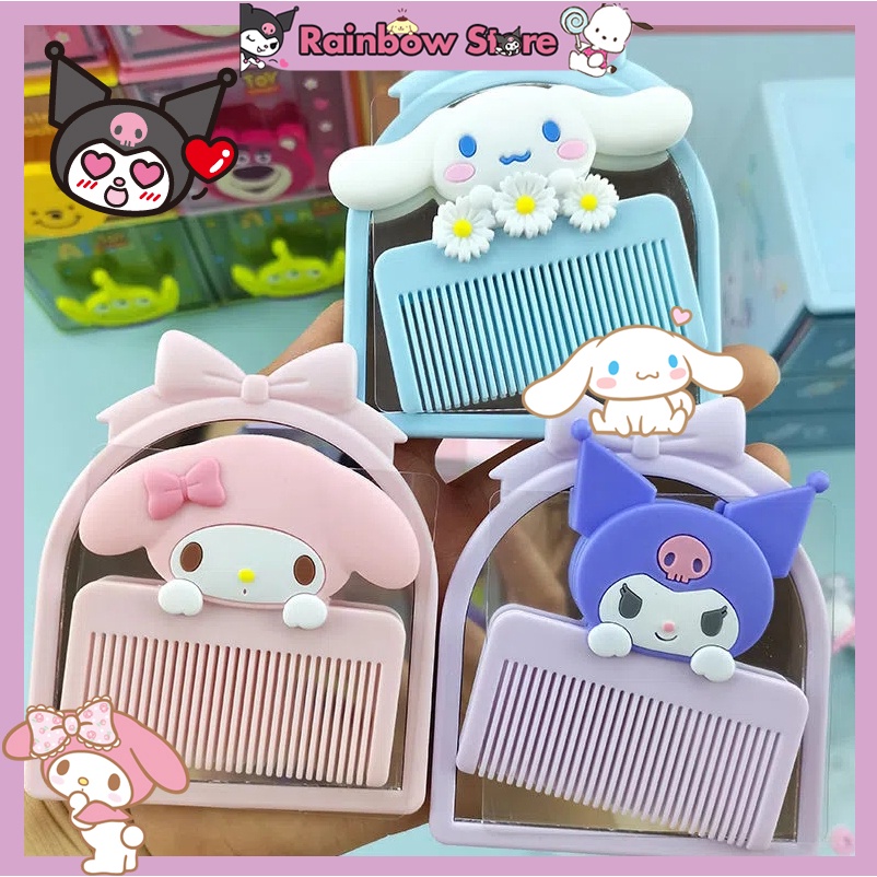 Sanrio Mini Mirror Comb Set Melody Kuromi Portable Travel | Shopee ...