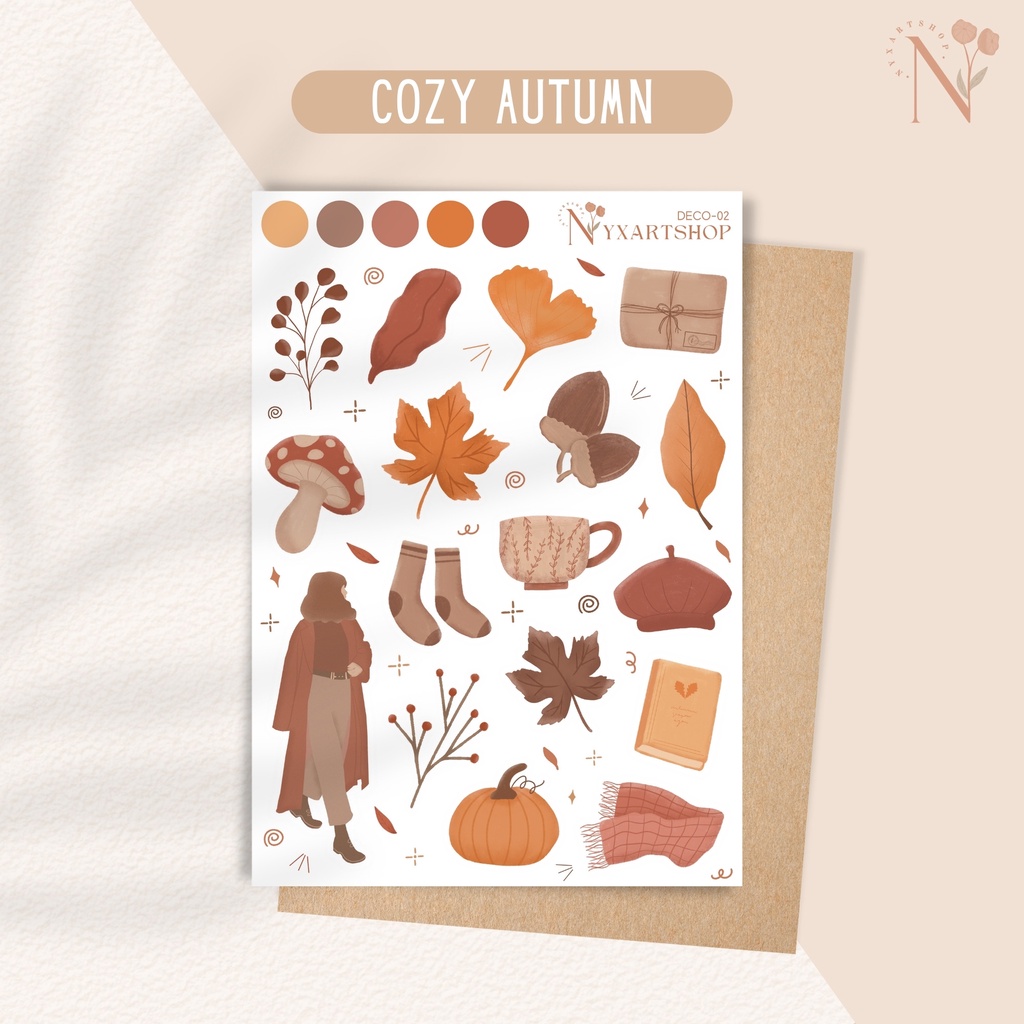 Autumn Fall Cozy Sticker Sheet Decorative | Journals, Planners ...