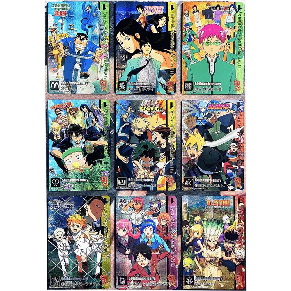 9Pcs/set JUMP Flash Card 50th anniversary celebration Kawaii Three ...
