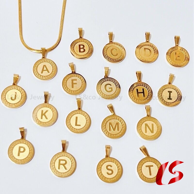 LS Jewelry 18k Gold Plated Stainless Steel Letter Lucky Pendant ...