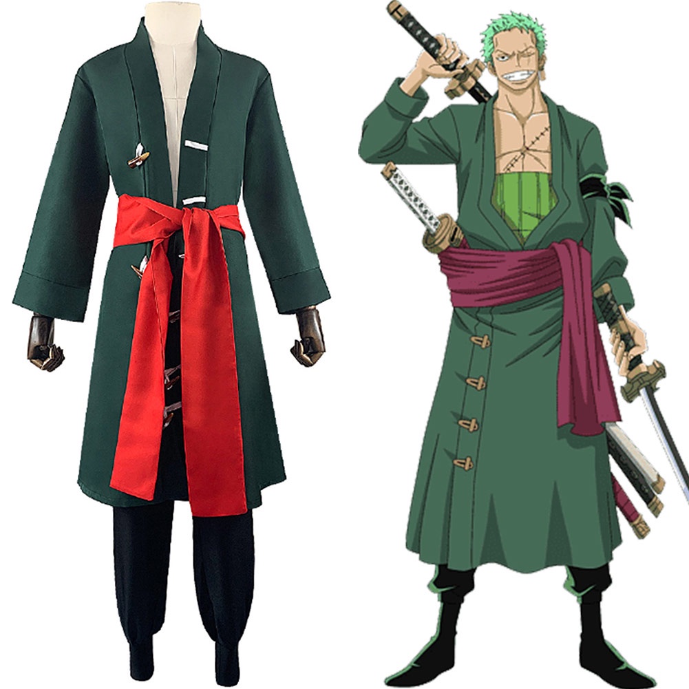 Anime One Piece Roronoa Zoro Cosplay Costume Kimono Uniform Pants ...