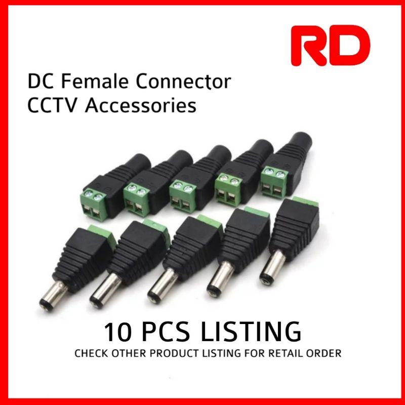 10pcs DC Power Female Jack Adapter Connector Plug For CCTV Camera DVR ...
