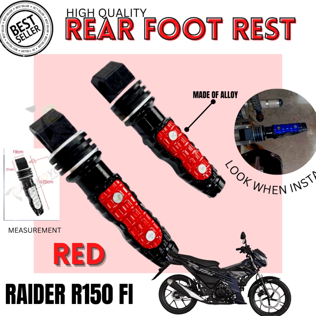 FOOT REST FOR MOTORCYCLE : RAIDER R150 FI | RED | REAR FOOT REST MADE ...