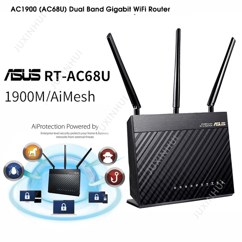 Asus RT-AC68U AC1900 Dual Band WiFi Gaming Router, powered by a dual-core processor | Shopee ...
