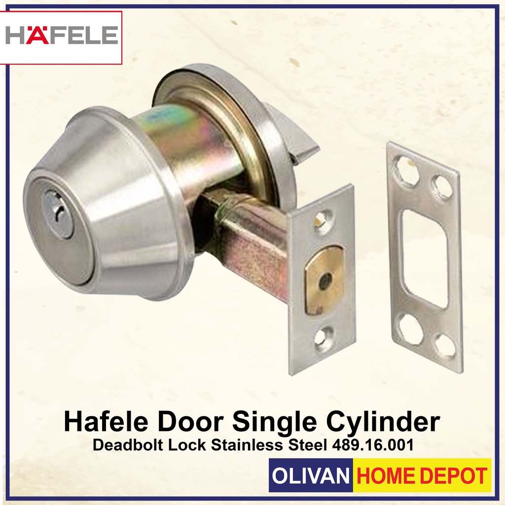 HAFELE Cylindrical Deadbolt Lock Single Stainless Steel 489.16.001 ...