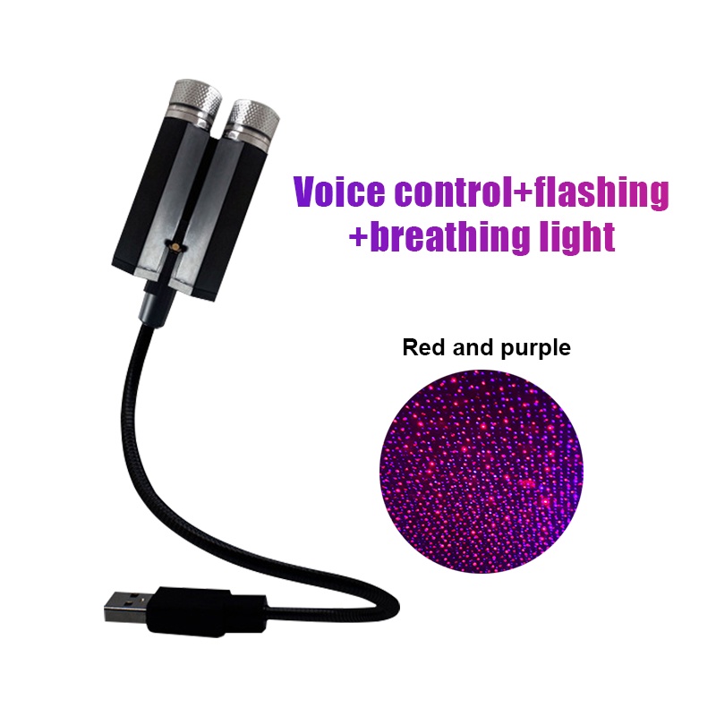 USB LED Star Projector Neon Atmosphere Ambient Lamp Car Roof Interior ...