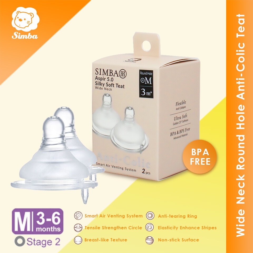 SIMBA Allonge Silky Soft Teat Wideneck Round Cross Hole 2pcs | Shopee ...