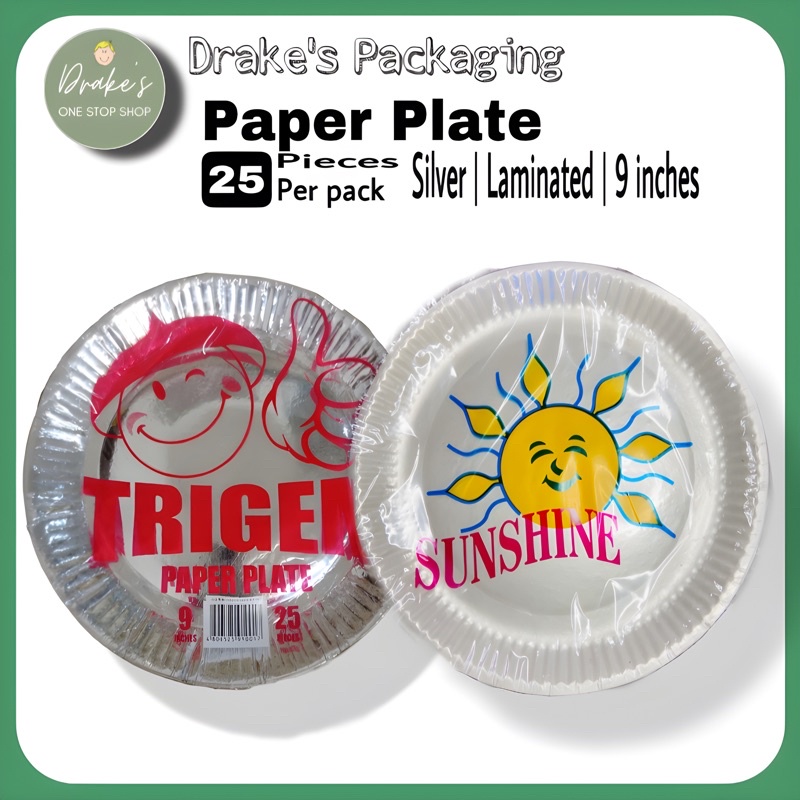 9" inch Disposable Paper Plate 25pieces per Set (Laminated and Silver ...